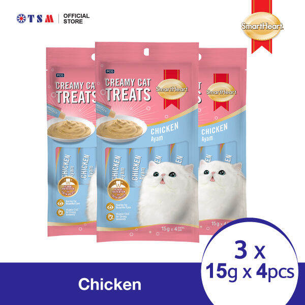 SMART HEART CAT CREAMY TREATS - CHICKEN 15G X 4 X 3 PACKS | Lazada