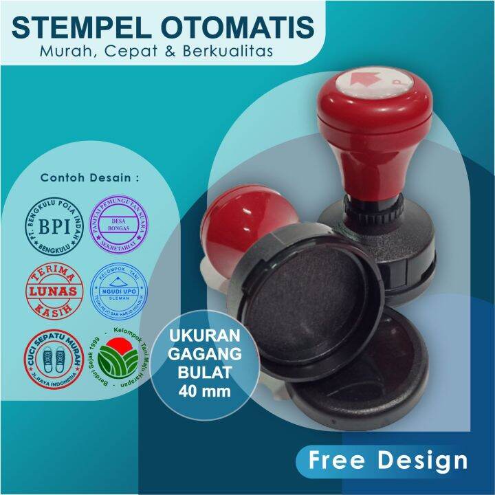 Stempel Otomatis Custom Bulat Ukuran 4 cm / Stempel Kantor / Stempel Lambang Custom / Stempel ...