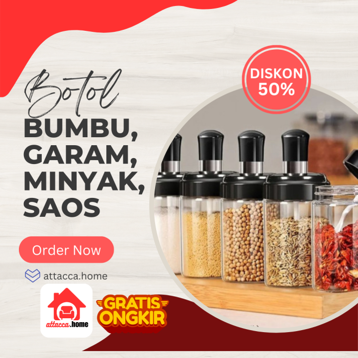 Set Botol Bumbu Dapur Sendok Toples Tempat Garam Tabur Wadah Unik ...