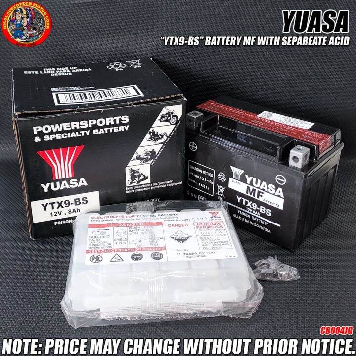 YUASA YTX9-BS BATTERY MF WITH SEPARATE ACID (CB004JG) | Lazada PH