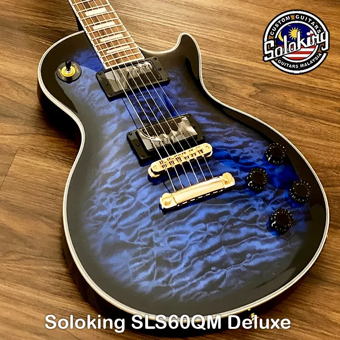Soloking SLS60QM Deluxe Les Paul Electric Guitar - Black Aqua (SLS-60 ...