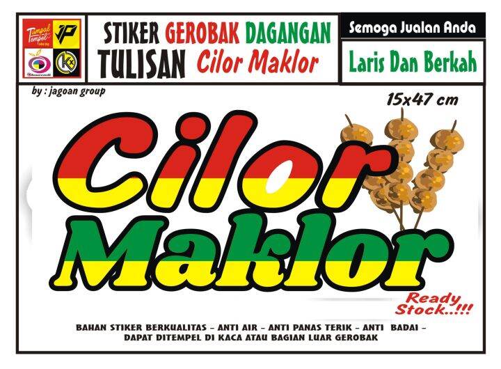 STIKER KACA GEROBAK TULISAN CILOR MAKLOR | Lazada Indonesia