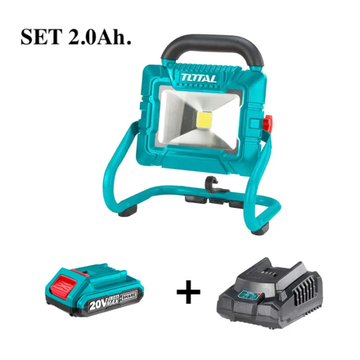 SET 2.0Ah. TOTAL 🇹🇭 ไฟสปร์อตไลท์ LED แบตเตอรี่ไร้สาย 20V รุ่น TWLI2025 ...