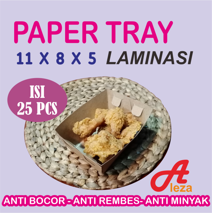 Paper tray makanan / piring kertas - Tray Small 6x9x5 isi 25 Pcs ...
