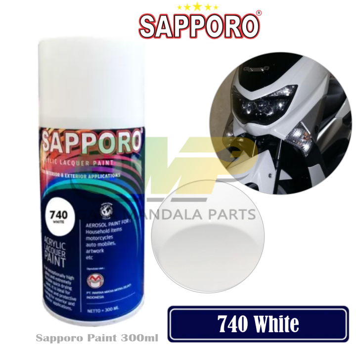 SAPPORO White 740 Standar Cat Semprot Aerosol Paint Spray Pilox Putih ...