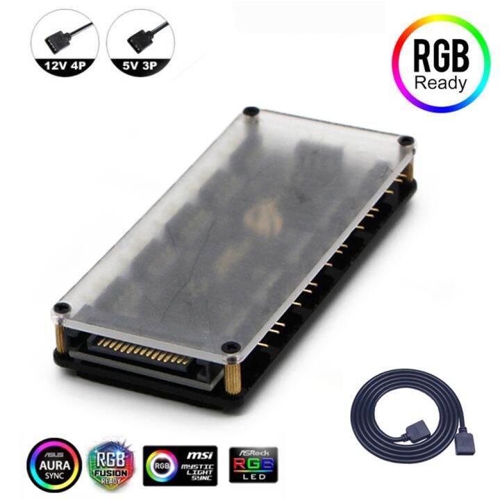 【CW】 12V 4pin RGB AURA 5V 3 pin ARGB RGBW Cable Splitter Hub Case w/ Tape amp; Extension Cable ...