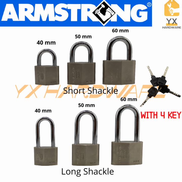 ARMSTRONG SECURITY PADLOCK LONG SHACKLE & SHORT SHACKLE with 3 KEY ...