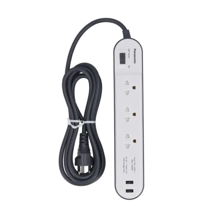 PANASONIC PLUG (ปลั๊กไฟ) 3 SOCKET 2 USB PORT 3.0 METER WCHG-243322W ...