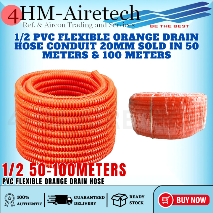 4HM 1/2 PVC FLEXIBLE ORANGE DRAIN HOSE CONDUIT 20MM SOLD IN 50 METERS & 100 METERS | Lazada PH