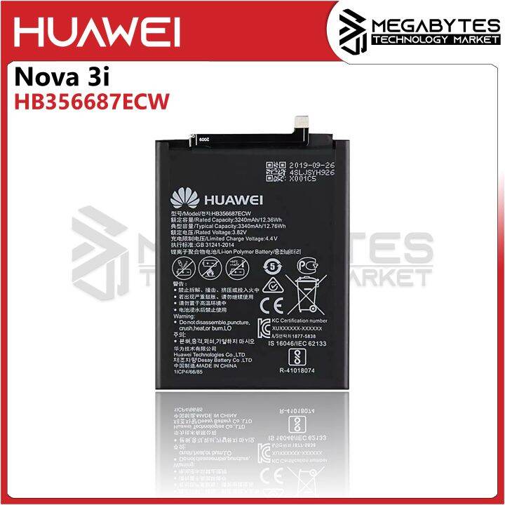 Original Battery for Huawei Nova 3i HB356687ECW 3240mAh Built-in Full Capacity | Lazada PH