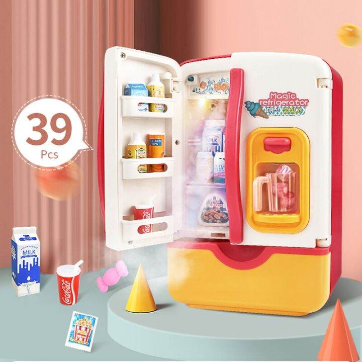 Kids Toy Fridge Refrigerator Essories With Ice Dispenser Role Playing ...