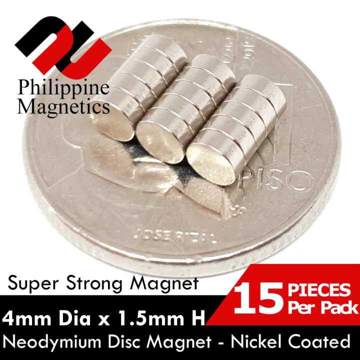 15 Piece 4mm Diameter x 1.5mm Height Neodymium Magnet Super Strong Rare ...