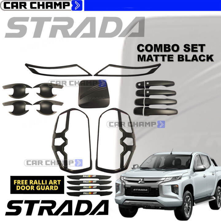Mitsubishi Strada GLS 2019 to 2022 Combo Set Garnish Cover [Matte black ...