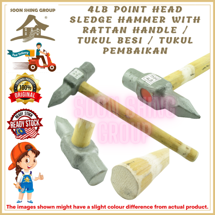 4LB POINT HEAD SLEDGE HAMMER WITH RATTAN HANDLE / TUKUL BESI / TUKUL ...