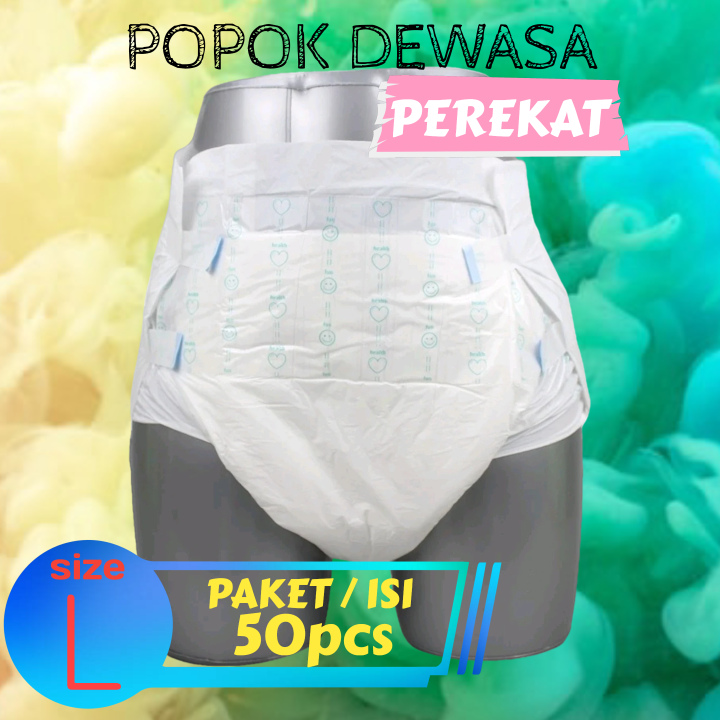 Popok / Diapers / Pempers Dewasa PEREKAT Size L isi 50pcs | Lazada ...