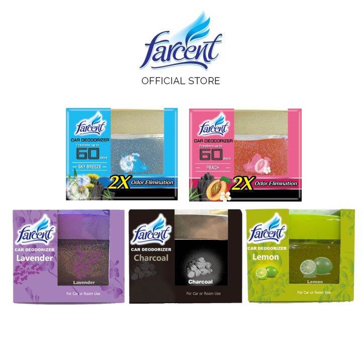 Farcent Deodorizer Car Home Charcoal Lavender Lemon Peach Sky Breeze ...