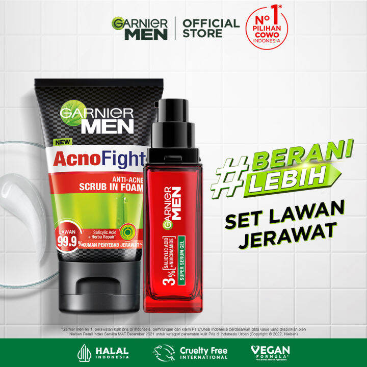 Garnier Men Anti Acne Simple Set Acno Fight Super Serum Gel 30 ml +Acno Fight Anti-Acne Scrub ...