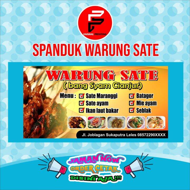 Spanduk Warung Sate/ banner Kedai Sate / Spanduk Makanan / Spanduk ...