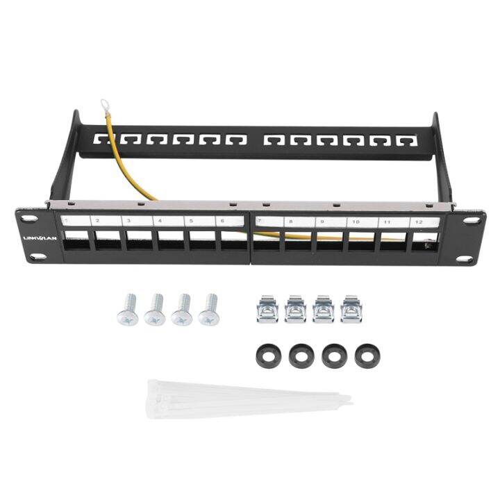 10-Inch 12-Port Blank Patch Panel Rack Installation Including Cable ...