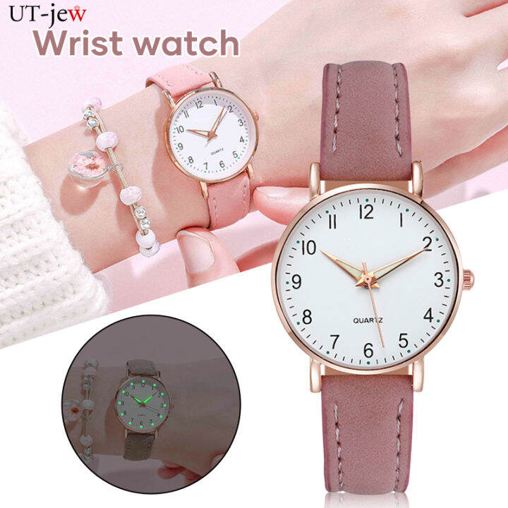 Modis Minimalis Jam Quartz Menyala Dalam Gelap Arloji Dial Bulat Jam ...