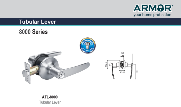Armor ATL-8000 Tubular Lever Door Lock Set | Lazada