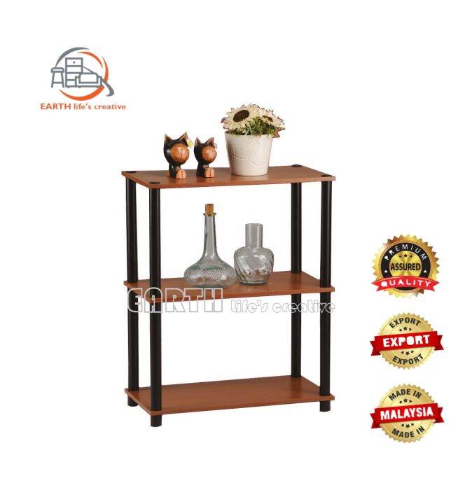 EARTH 3-Tiers Compact Multipurpose Shelf/Bookshelf/Rectangular Rack/Rak ...