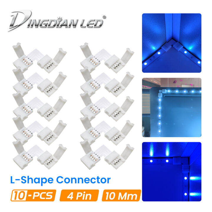 DingDian LED 10PCS Strip Lights 4 Pin Connector,L Shape for 5050 10MM ...