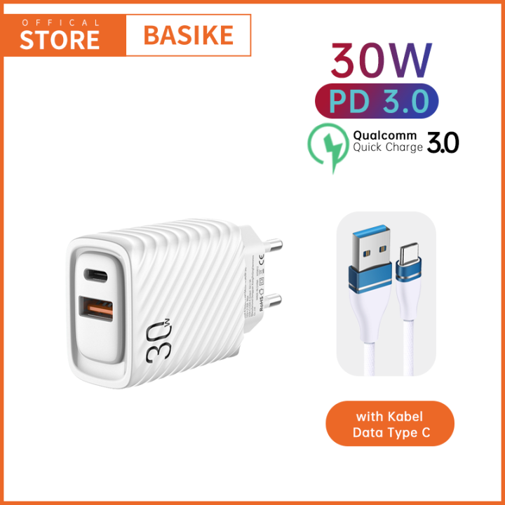 BASIKE Charger Adaptor Fast Charging 30W Kepala Charger Set with Kabel ...
