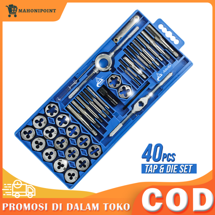 Hand Tap and Die 40Pcs Set Alat Snai dan Tap Ulir Dart Mur Baut M3-M12 - Tap and Die Set ...