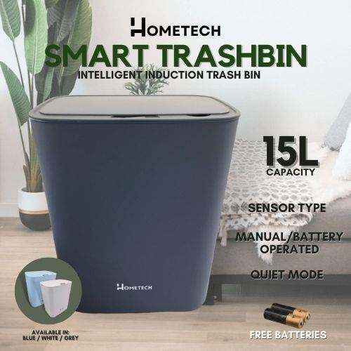 Smart Trash Can 15L [Hometech Brand] Non-touch Automatic Trash Bin Garbage Bin Smart Bin | Lazada PH