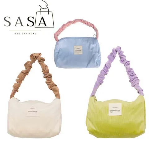 SASA Corduroy Shoulder Bag กระเป๋าสะพายไหล่ ผ้าลูกฟูก สไตล์เกาหลี シ ...