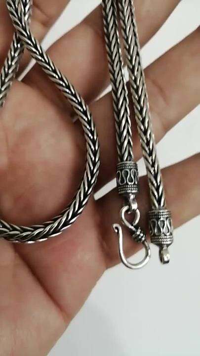 BOCAI ใหม่บริสุทธิ์ S925เครื่องประดับเงินพังก์ทอมือกระดูกงูเชือกป่านหนาและยาวย้อนยุคอินเทรนด์ ...