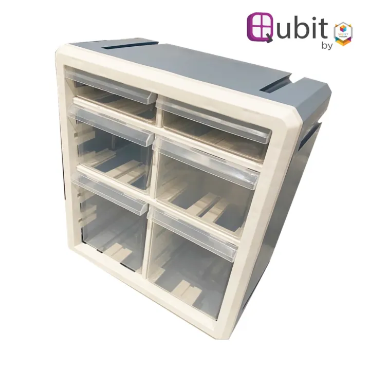 Qubit Hexa Cube Mini Desktop Drawer with 6 Transparent Compartments ...