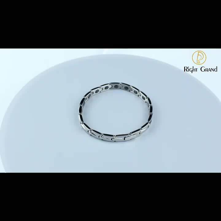 FINE4U B373สุขภาพเจอร์เมเนียมสร้อยข้อมือชายสแตนเลสข้อมือวงสร้อยข้อมือ ...