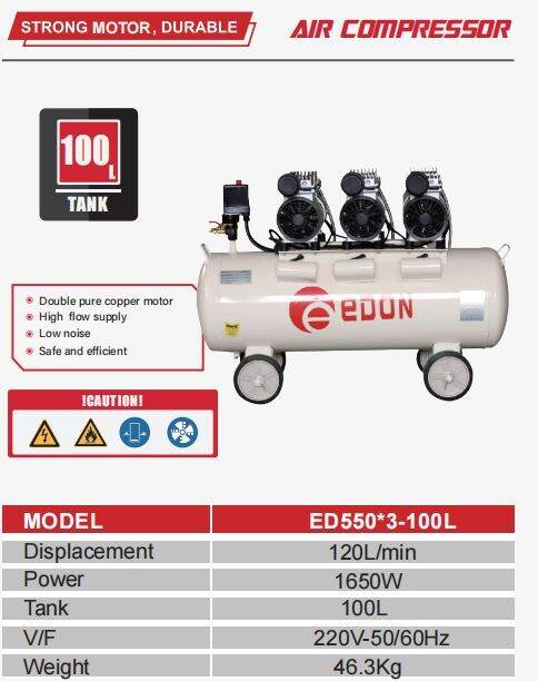 Edon ED550-100L Kompresor Oilless 100Liter Air Compressor Silent 2,2Hp | Lazada Indonesia