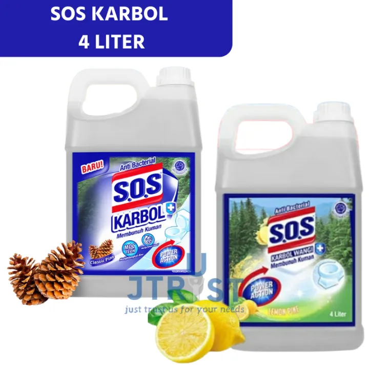 SOS Karbol Wangi Anti Bacterial Jerry Can 4Liter | Lazada Indonesia