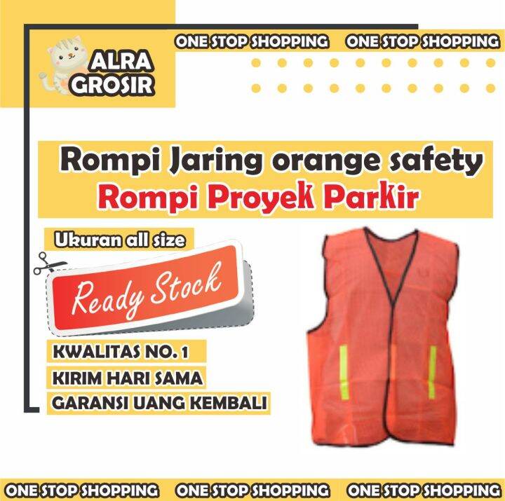 Rompi Jaring Orange- Rompi safety Orange Baju Rompi rompi jaring proyek ...