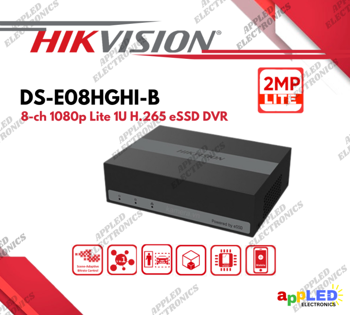 Hikvision DS-E08HGHI-B 8CH 1080P LITE H.265 eSSD DVR with AoC (Audio ...