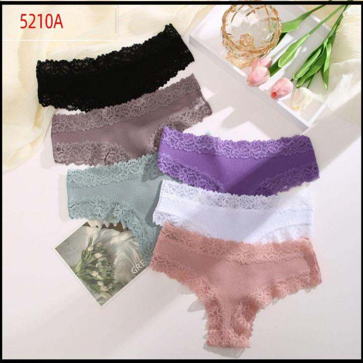 5210A 2PCS ผ้าคอตตอน กางเกงชั้นในสุดเซ็กซี่ ลูกไม้ลายดอกไม้ ระบายอากาศได้ระบายอากาศ กางเกงชั้นใน ...