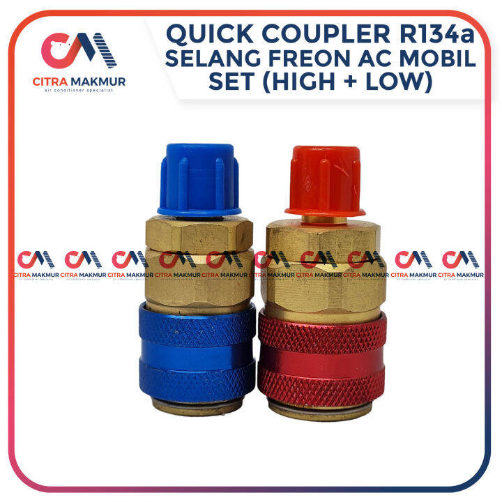 Quick Coupler R134a Selang Freon AC Mobil Set High Low Nepel Kran isi ...