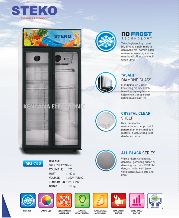 STEKO MG-750 Showcase NO FROST -TANPA BUNGA ES ( 700 LITER )- 2 PINTU ...