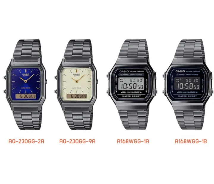 Casio Standard Vintage ใส่ได้ทั้งผู้ชาย/ผู้หญิง รุ่น GUNMETAL GREY SERIES (AQ-230GG,AQ-230GG-2A ...