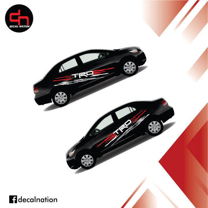 Toyota Vios side decal Design Cut Outs Vinyl Sticker White and Red ...