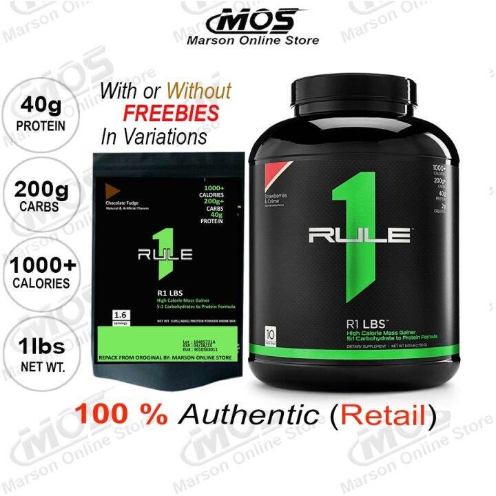 Rule 1 LBS Mass Gainer 1LBS/Pack (.46KG ) High Calorie Mass Gainer 5:1 ...