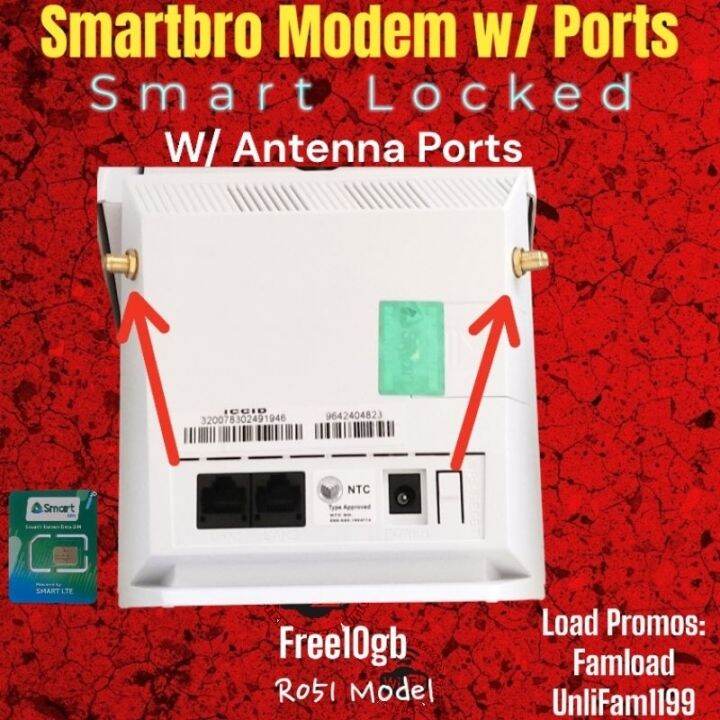 Modified Cat 4 R051 Smart bro wifi with antenna Ports - Free10gb | Lazada PH