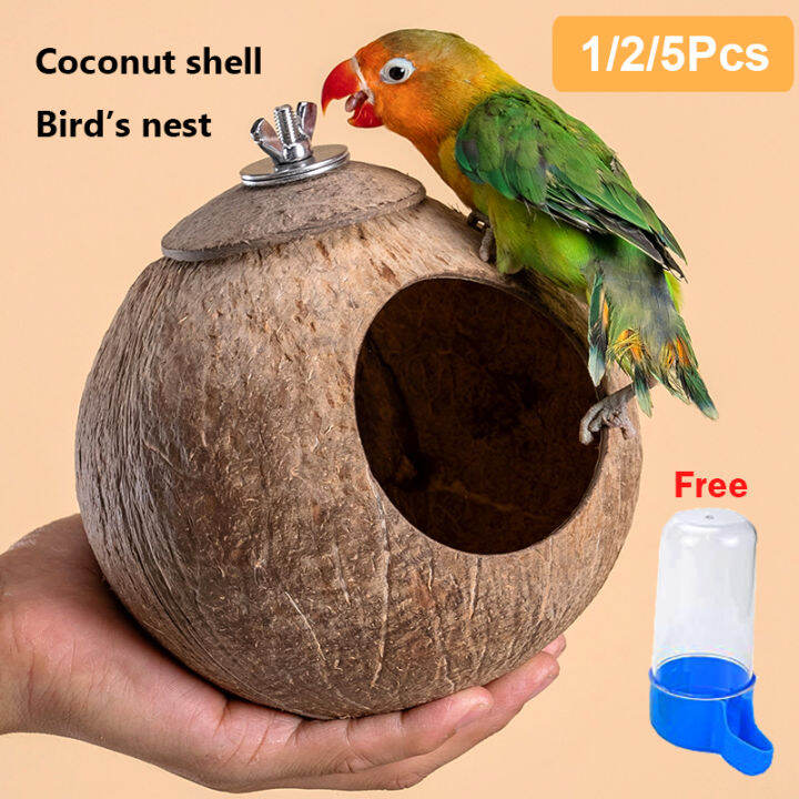 Coconut shell Bird house Natural Coconut Shell Bird Nest Cage House for ...