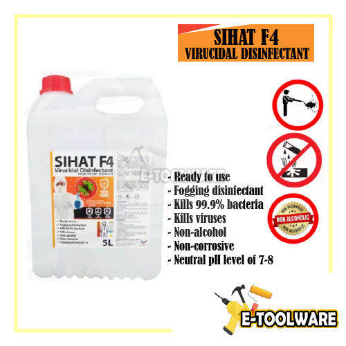 5L Smart Sihat F4 Virucidal Disinfectant (Ready To Use) Orange Tin | Lazada