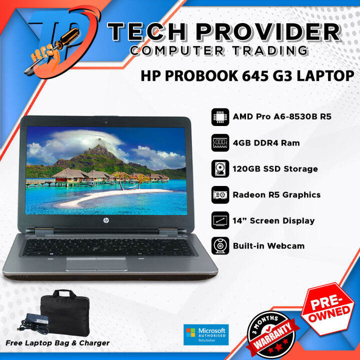 HP PROBOOK 645 G3 Laptop | AMD PRO A6-8530B, 4GB DDR4, 120GB SSD, 14 ...