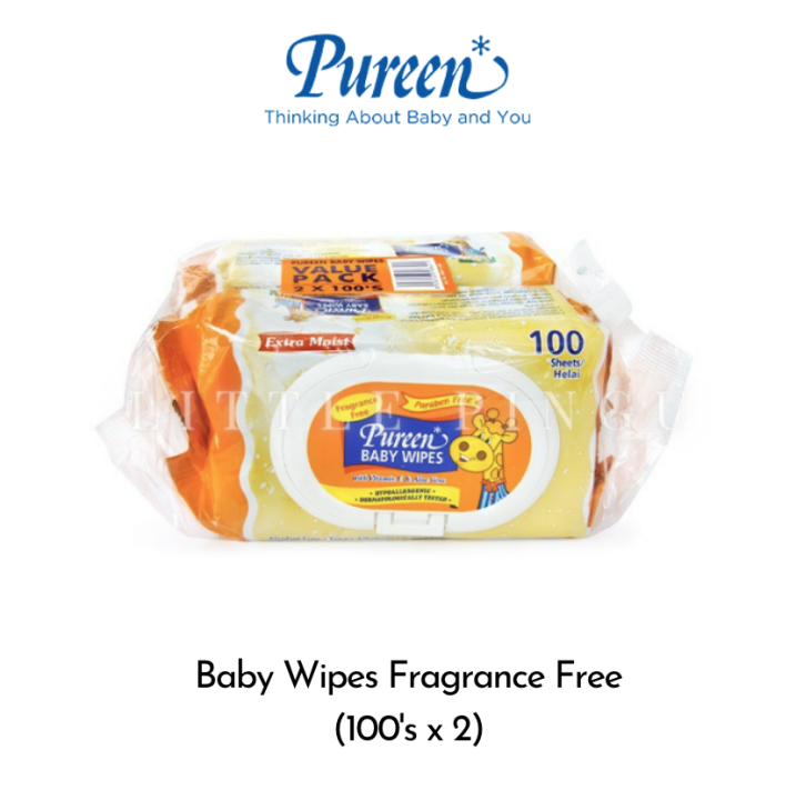 Pureen Baby Wipes Fragrance Free (100's x 2) | Lazada