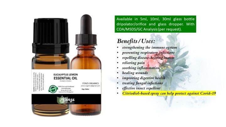 Citriodiol Eucalyptus Lemon Citriodora (citriodiol) Essential Oil 5ml ...